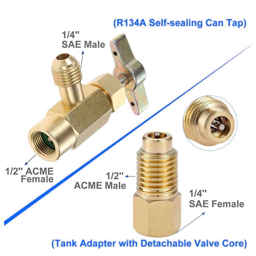Self-Sealing Can Tap R134A w/ Tank Adapter Can Bottle Opener 1/2’’ Acme ...