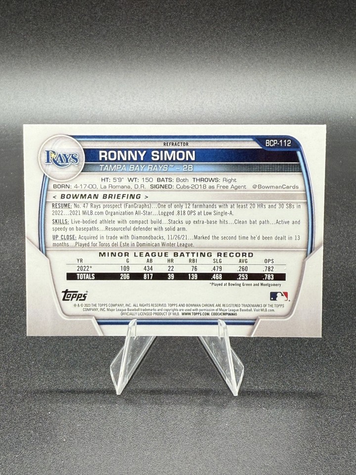 2023 Bowman - Chrome Prospects - Ronny Simon - Lunar Glow Refractor | eBay