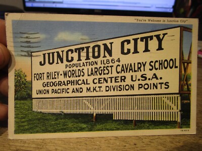 O7 KANSAS Old Postcard Junction City Fort Riley Cavalry School ...
