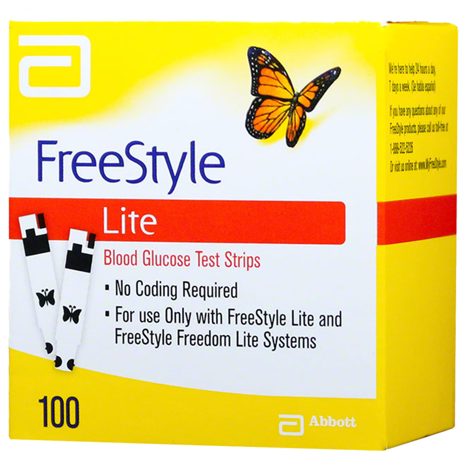 Abbott FreeStyle Lite Glucose Strip Self Testing Freedom InsuLinx 100 ...
