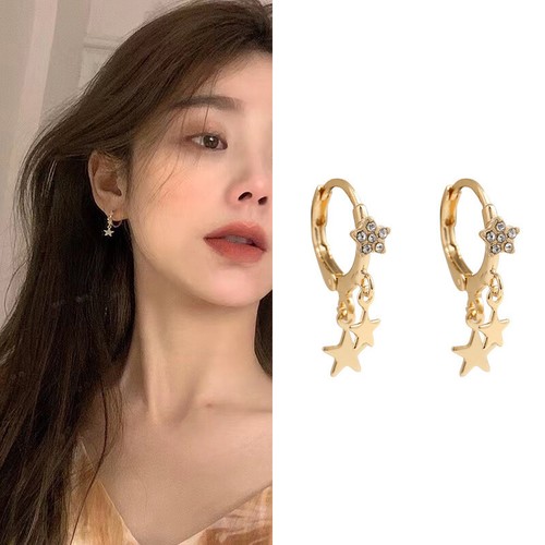 Fashion Small Simple Rhinestone Star Ear Buckle Earrings For Women ...