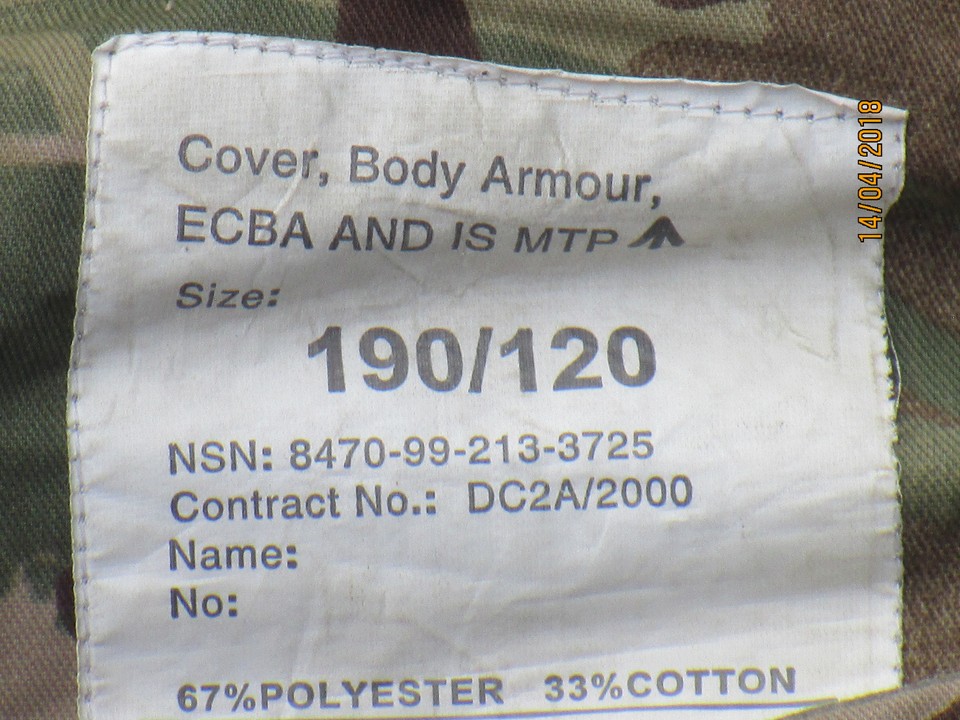 Cover Body Armour Ecba , Is, Mtp, Splinter Protection, Multicam, Gr.190 ...