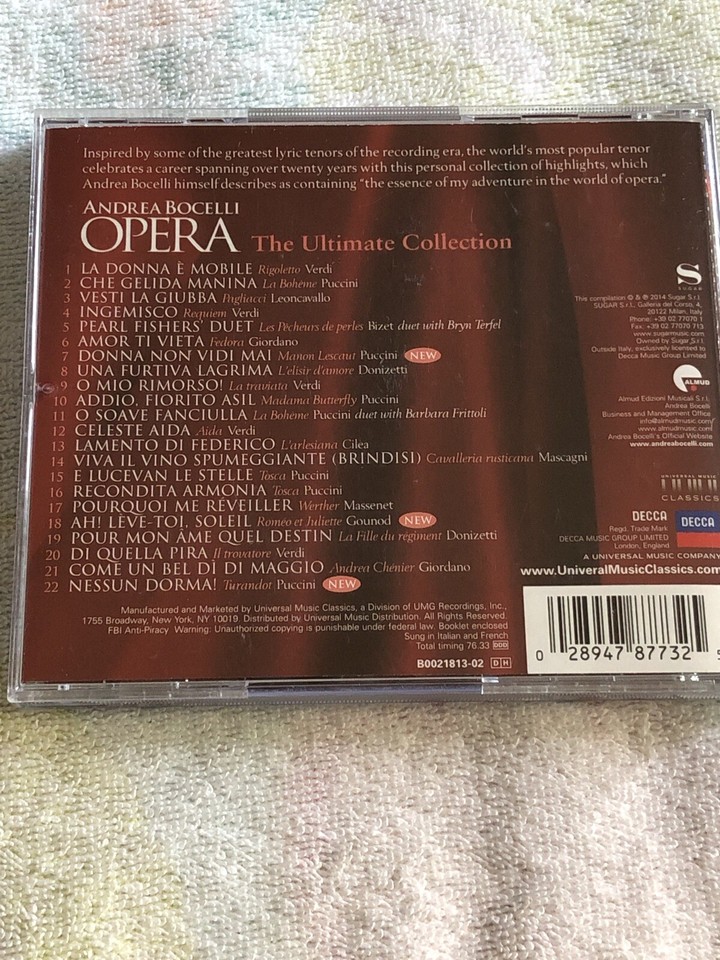 Andrea Bocelli - Bocelli, Andrea : Opera: The Ultimate Collection VG (3 ...