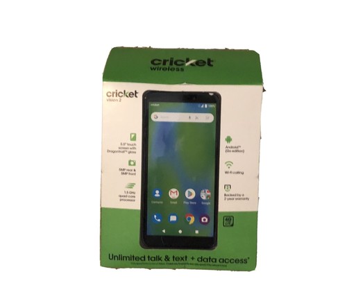 NEW Cricket Vision 2 16GB Black Prepaid Phone-Android (Go Edition) 2yr ...