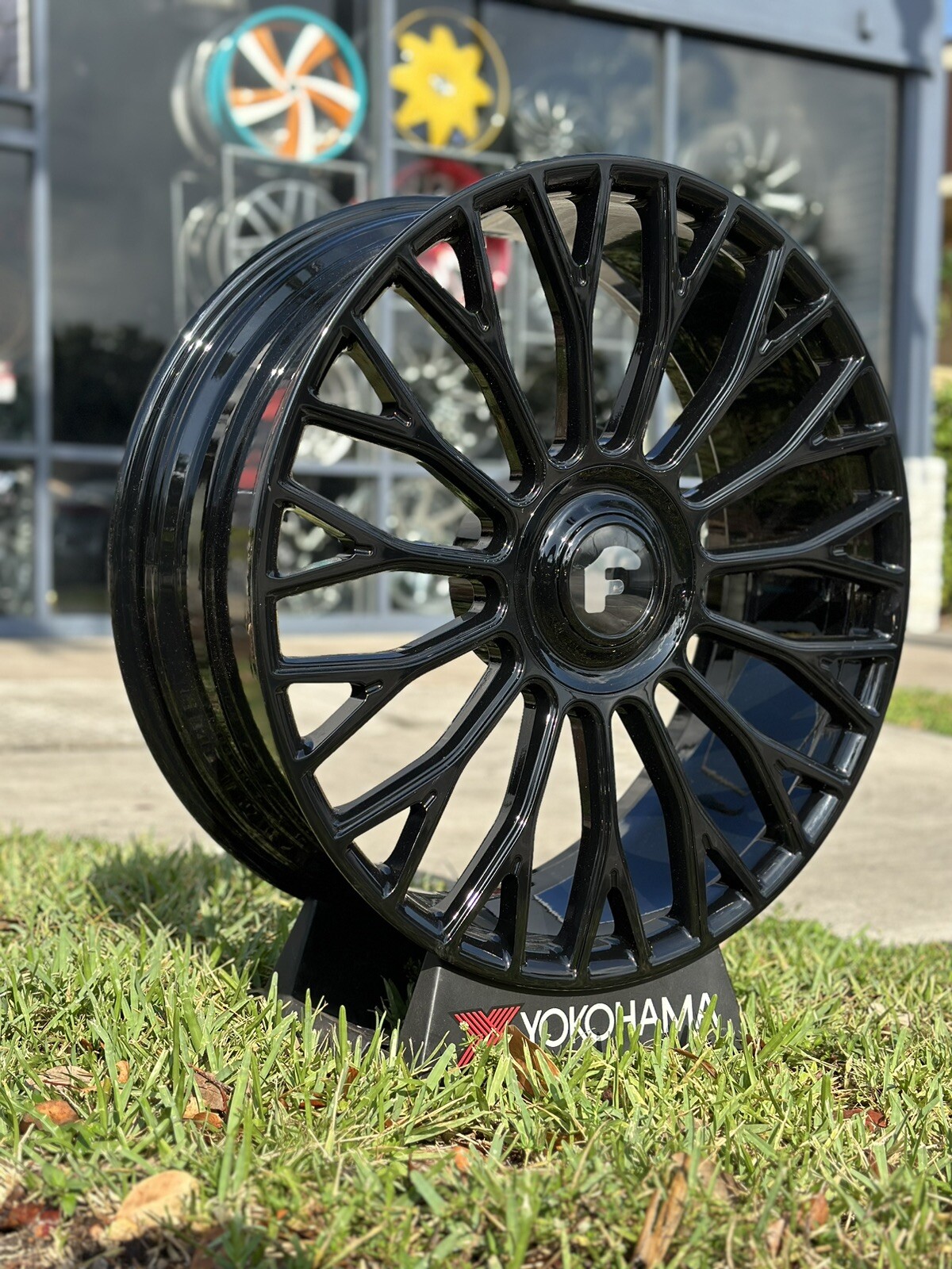 24" FORGIATO NB-6 GLOSS BLACK FINISH XL FLOATING CAP WHEELS ONLY DEAL ...