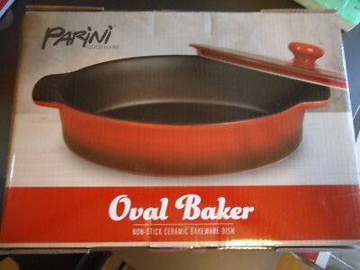 New Parini Cookware Non Stick Ceramic Bakeware Dish Oval Baker 10” Red ...