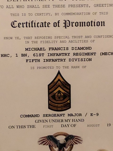 COMMAND SGT MAJOR / CSM (E-9) U.S. Army ~ Commemorative Promotion ...