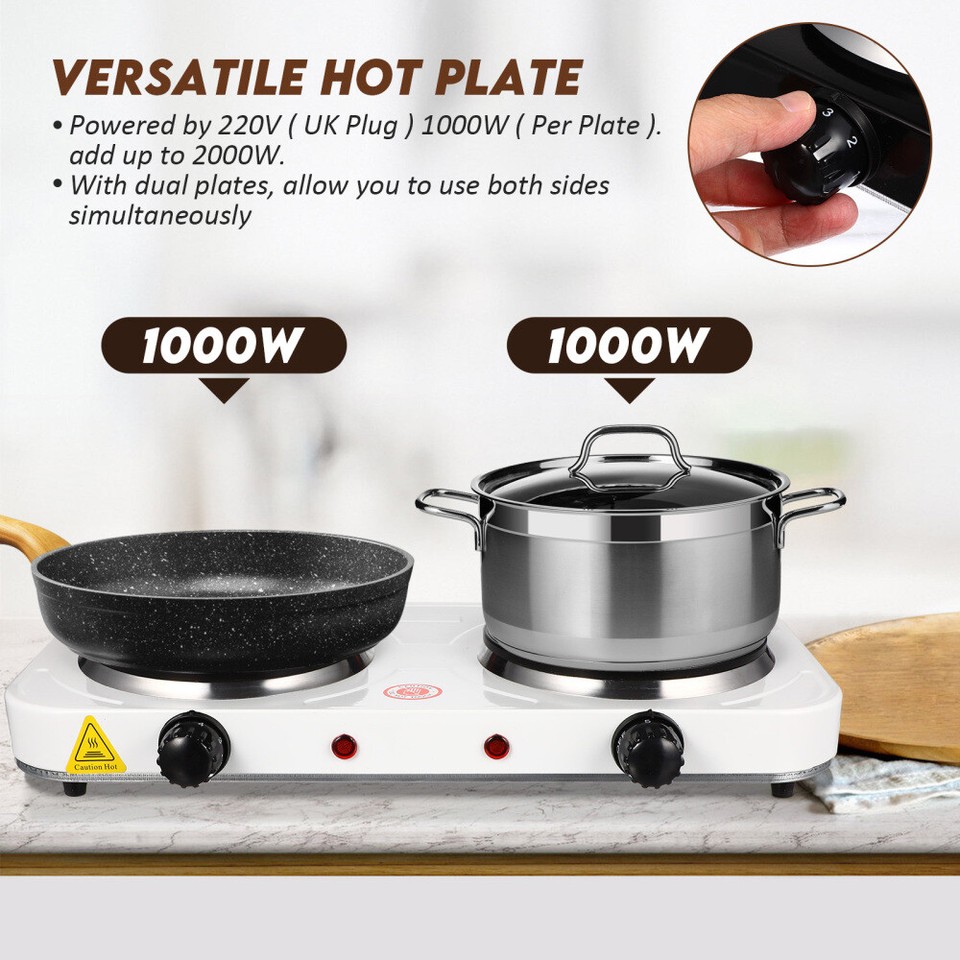 2000W Electric Hob Double Ring Table Top Hot Plate Powerful Portable ...