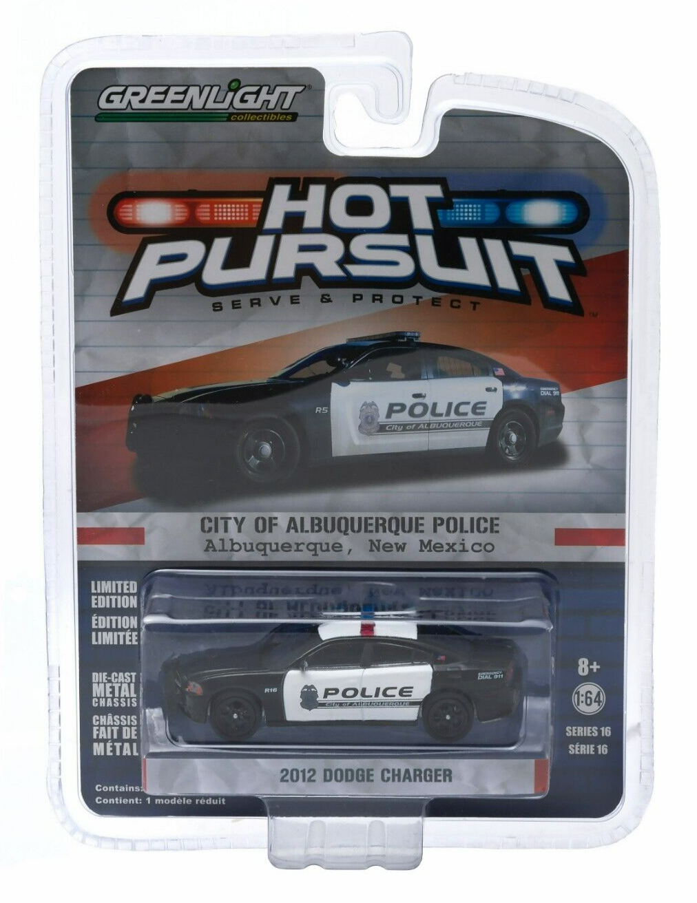1:64 Greenlight HOT PURSUIT 16 = 2012 Dodge Charger ALBUQUERQUE POLICE ...