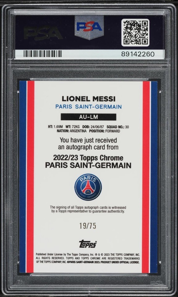 Lionel Messi 2024 Topps Chrome Refractor Autograph On Card Auto PSA 10 ...