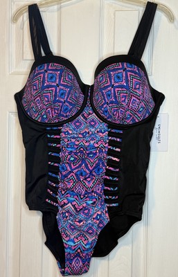 NWT Swimsuits For All Plus Sz 18 Ruched Underwire One Piece Aztec ...