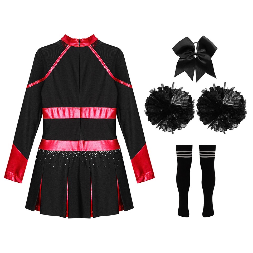 Girls Cheer Leader Costume Fancy Dress Kids Halloween Cheerleading ...