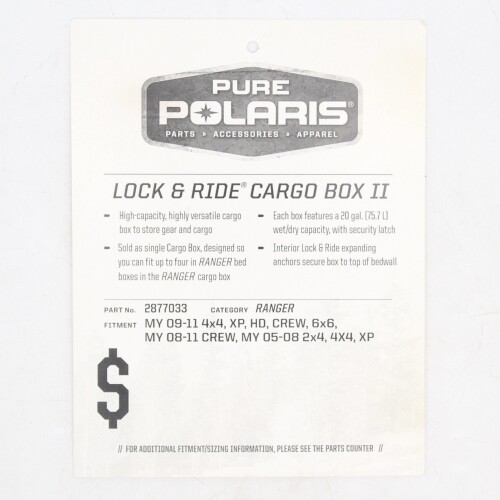 Polaris 2877033 Lock Ride Cargo Box One Box Only for sale online | eBay