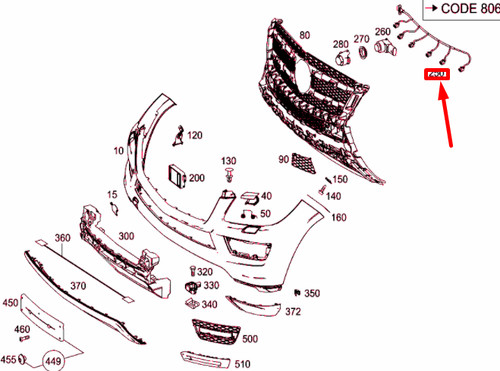 NEW MB GLS X166 FRONT PARKTRONIC SYSTEM WIRING HARNESS A1664401735 ...