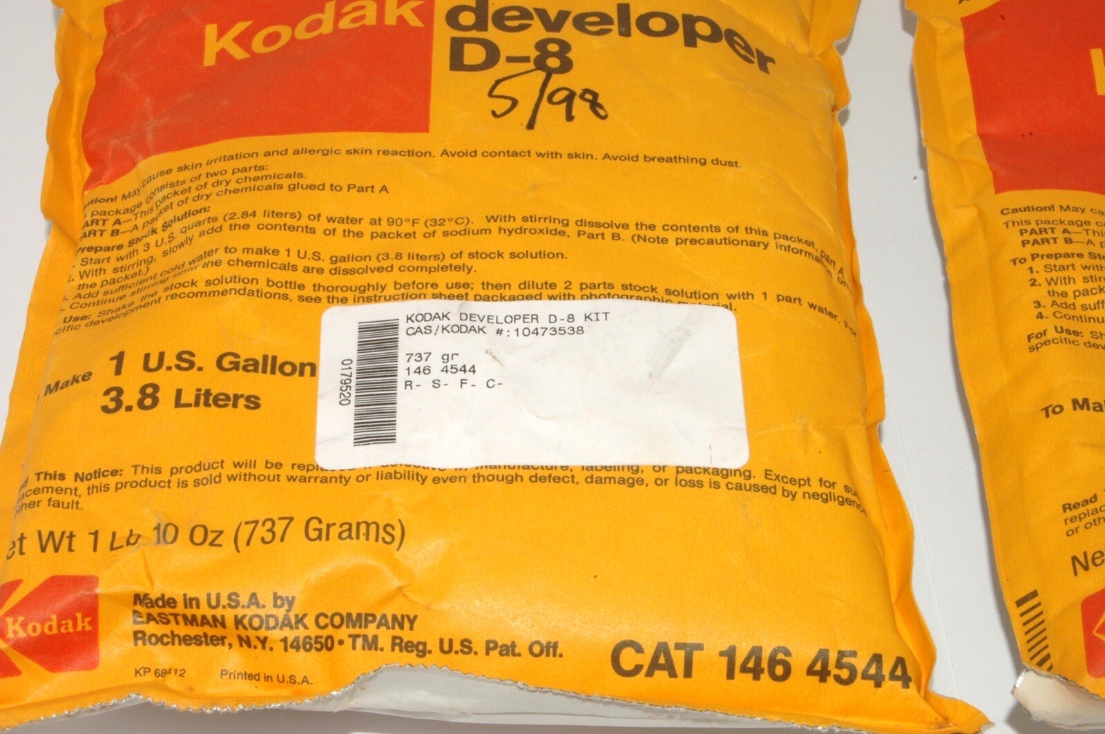 Lot Of 2 Rare Kodak Film Developer D-8 Continuous Tone Or High Contrast ...