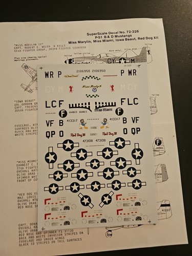 Super Scale 72-326 P-51 B&D Mustangs Decal Sheet Loose | eBay