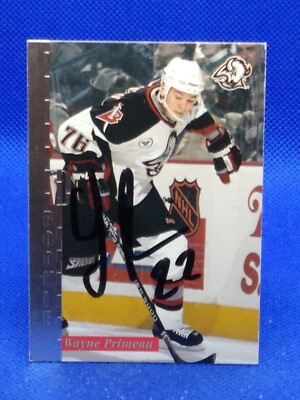 Wayne Primeau 1997 Leaf Preferred #131 PERSONAL AUTOGRAPH Buffalo ...