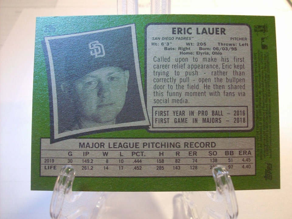2020 Topps Heritage Baseball Card #296 Eric Lauer (606) | eBay