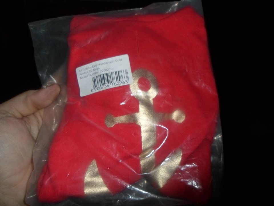 Stinky G Red Hoodie with Gold Anchor For dogs | eBay