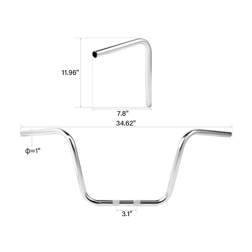 12" inch Mini Ape Hanger Handlebar Fit For Harley Softail FLST FXST ...