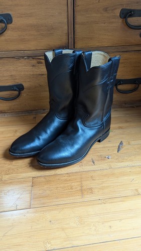 Black Justin Roper Cowboy Boots 3133 Size 10.5 ee | eBay
