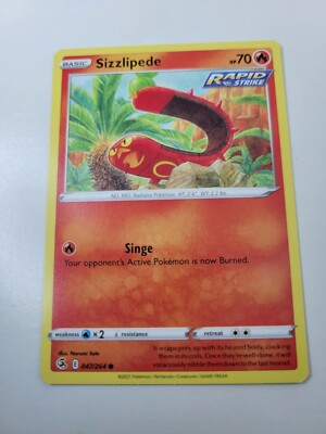 Pokémon TCG Sizzlipede Fusion Strike 047/264 Regular Common Card NM ...