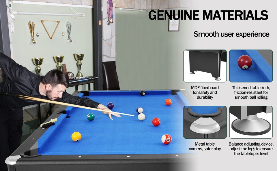 7ft Billiard Table Bar Size Pool Table Heavy Duty Family Game Room Man ...