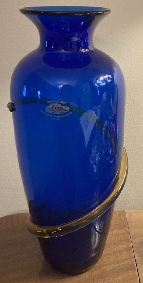 Vintage Blenko Handcraft Cobalt Blue Vase Signed Richard Blenko 2000 | eBay