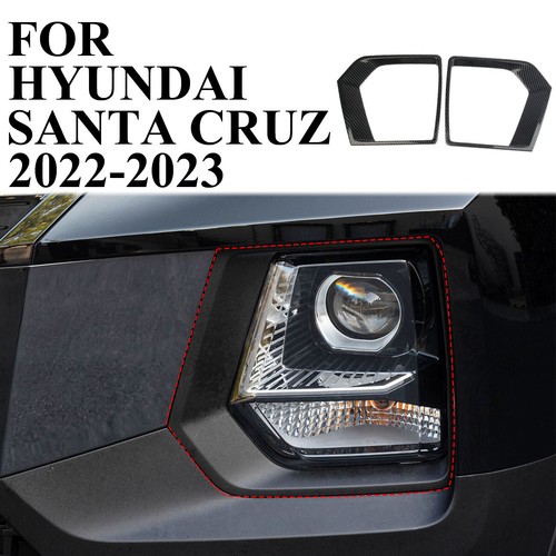 Carbon fiber Front Bumper Fog Light Lamp Trims Cover For Hyundai Santa ...