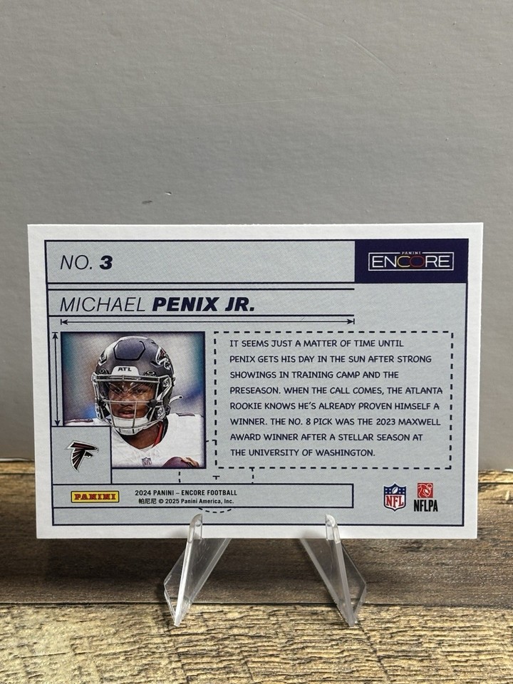 2024 Encore Pinnacle Blueprints Michael Penix Jr RC #3 Atlanta Falcons ...