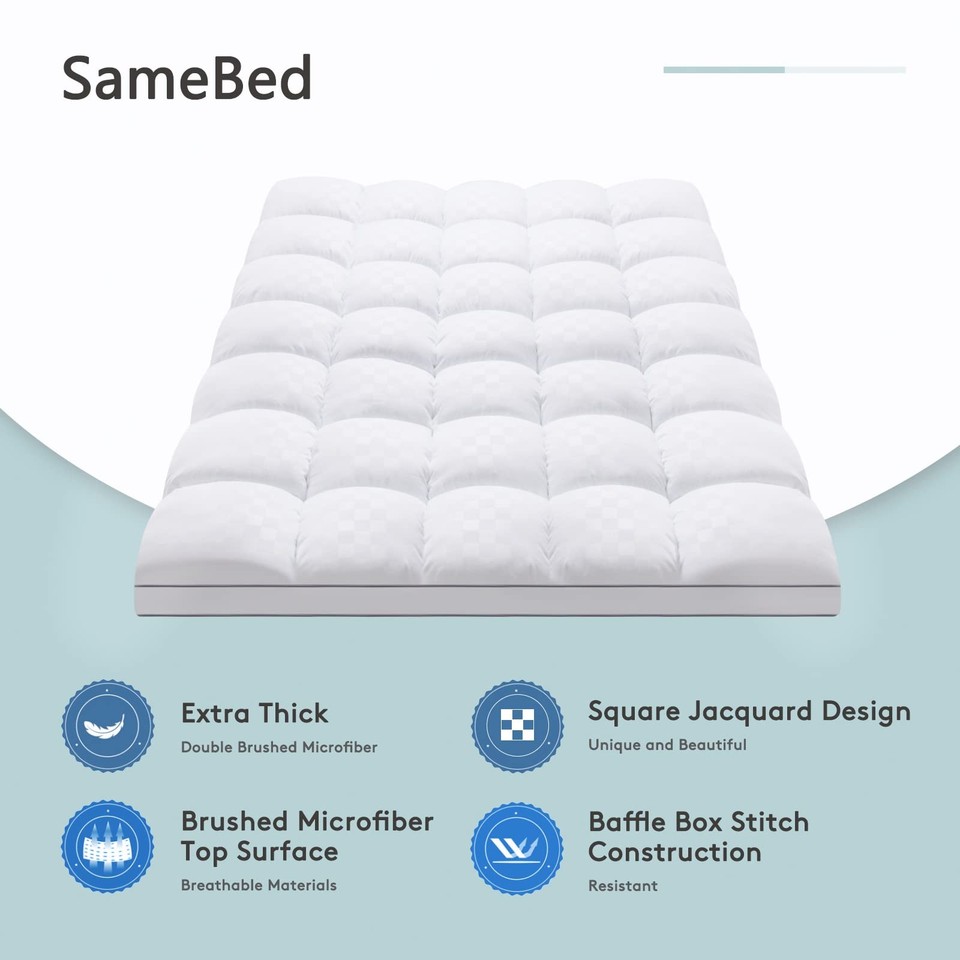 SameBed Mattress Topper Full XL,Extra Thick Pad Cover XL, White | eBay
