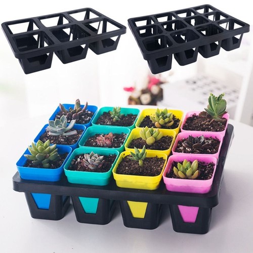 Black Flower Pots Storage Tray Organization Potted Bracket Seeding ...