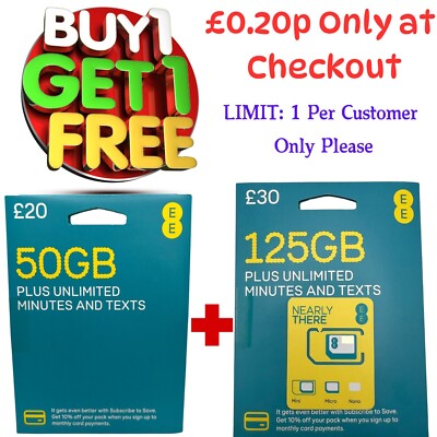 2 x EE UK 4G/5G Network PAY AS YOU GO NEW TRIO SIM Cards (Standard ...