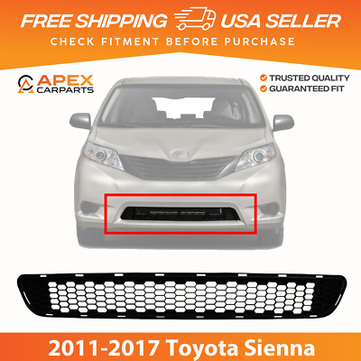 Bumper Grille Center Textured Gray Plastic For 2011-2017 Toyota Sienna ...
