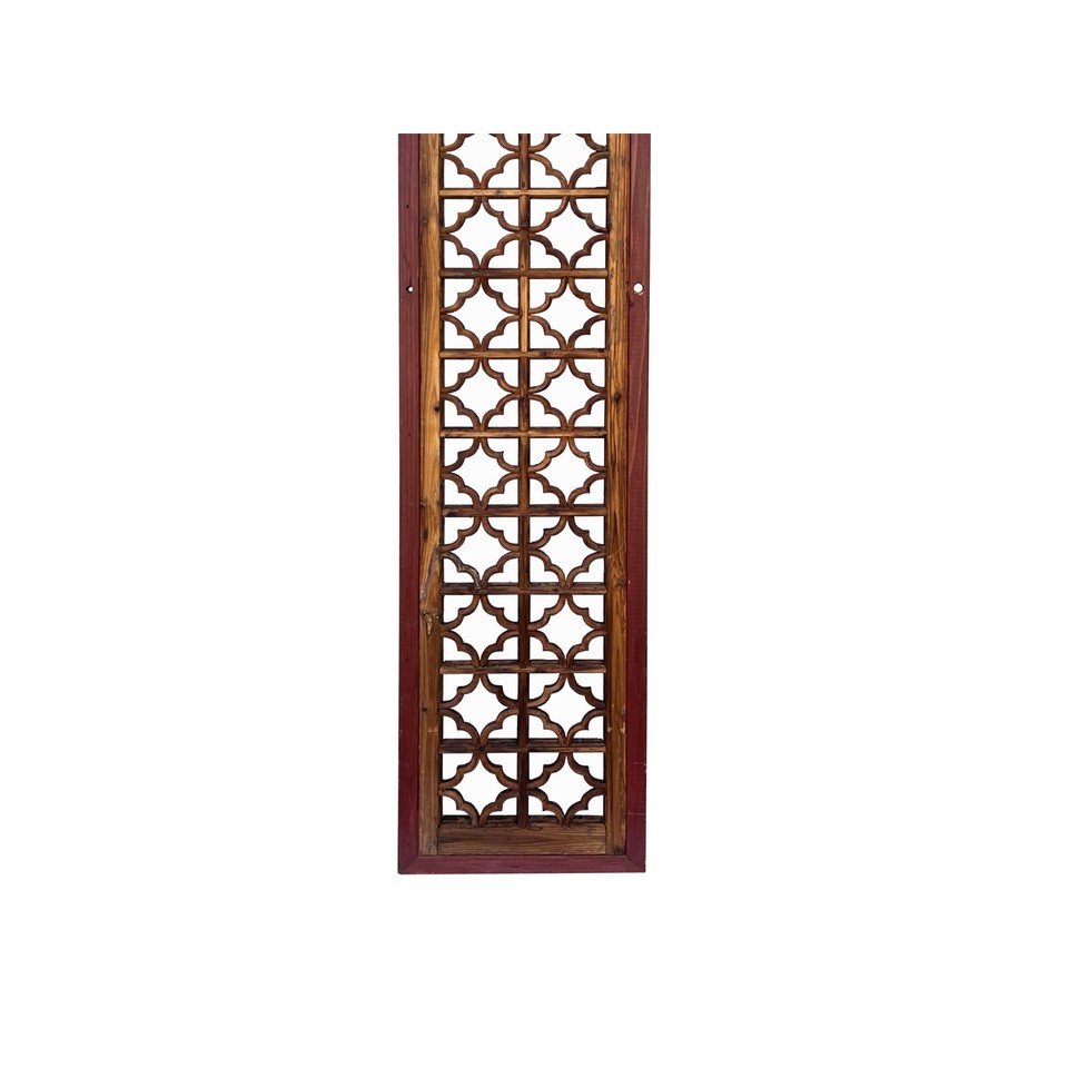 Chinese Vintage Geometric Star Pattern Tall Wood Floor Panel Screen ...