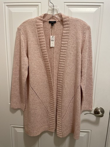 NWT TALBOTS LONG SPRING WEIGHT CARDIGAN SWEATER BLUSH PINK SMALL ORIG ...