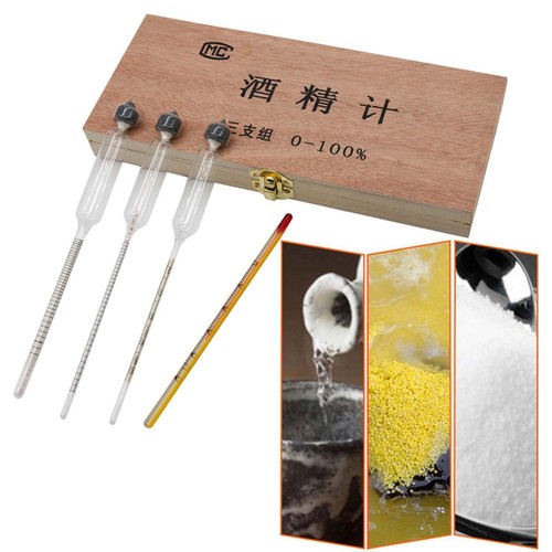 3 Pieces Glass Alcohol Meter Alcohol Measurement Tool Wine Hydrometer ...
