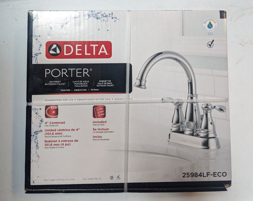 Delta PORTER Centerset Bathroom Faucet 25984LF-ECO Chrome Finish BRAND ...