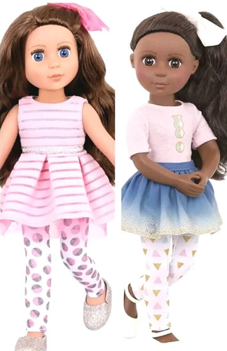 Posable Doll Glitter Girl Battat set #2 Brown Hair 14" Bluebell ...