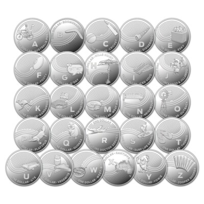 2019 $1 GREAT AUSSIE COIN HUNT SILVER PROOF COMPLETE SET 26 (A-Z) $1 ...
