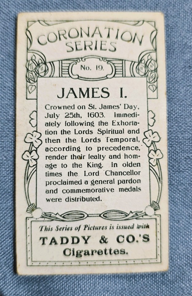 Taddy " Coronation Series Card no 19 James I | eBay UK
