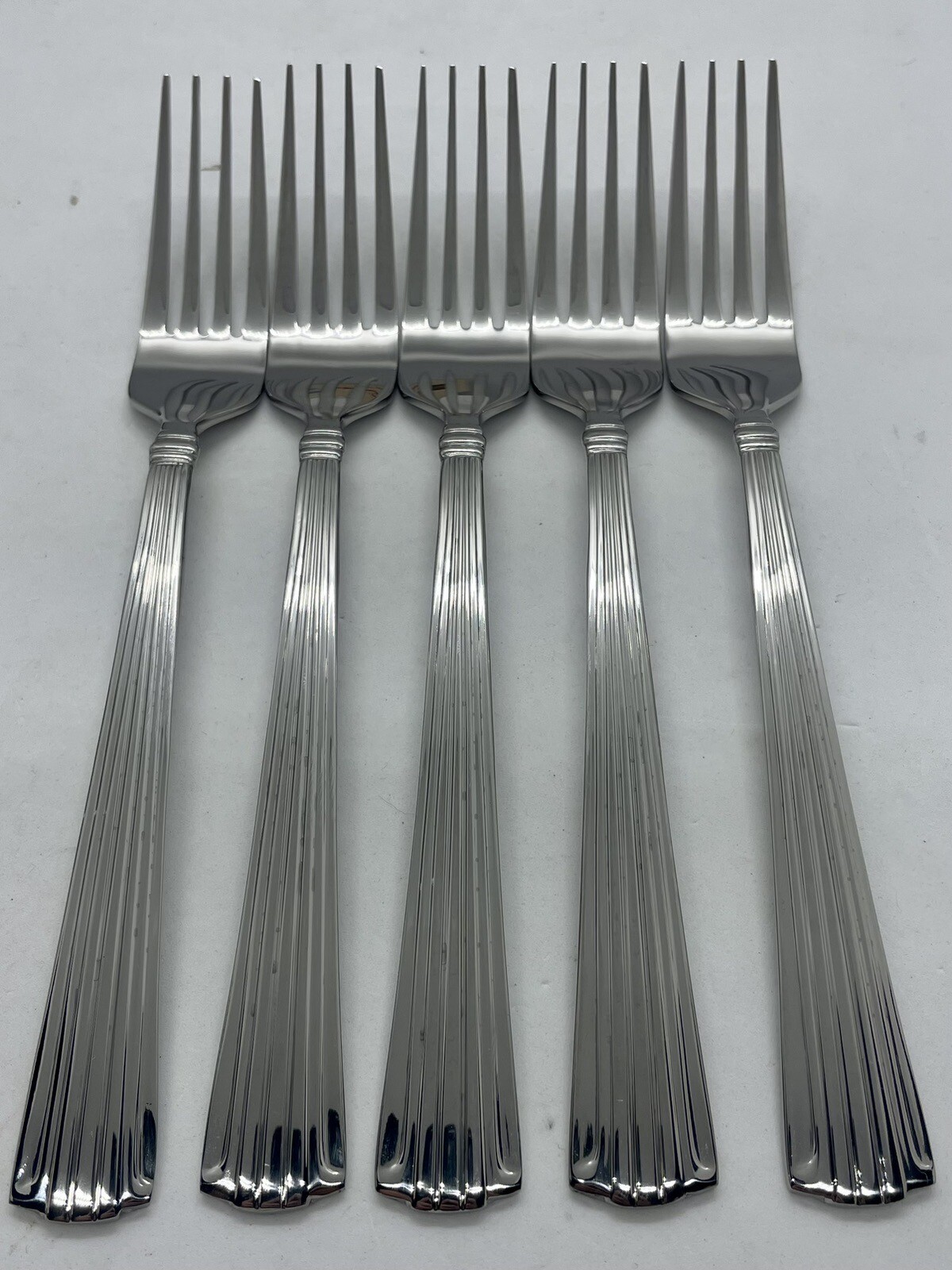 (5) Reed And Barton Select FLUTED ELEGANCE Stainless Dinner Fork Lot ~7 ...