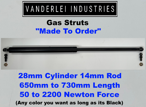 Gas Struts MADE TO ORDER 28mm Cylinder 14mm Rod 650~730mm Length 50 ...