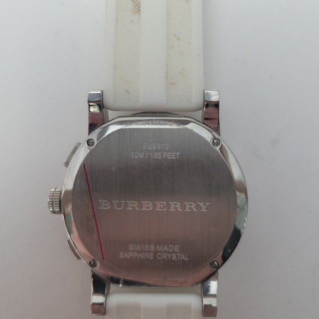 Burberry The City Rubber Chronograph Unisex Watch BU9810 White band for ...