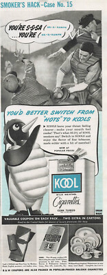 Kool Print Ad Cigarette Advertising Tobacco Penguin Baseball Sport ...