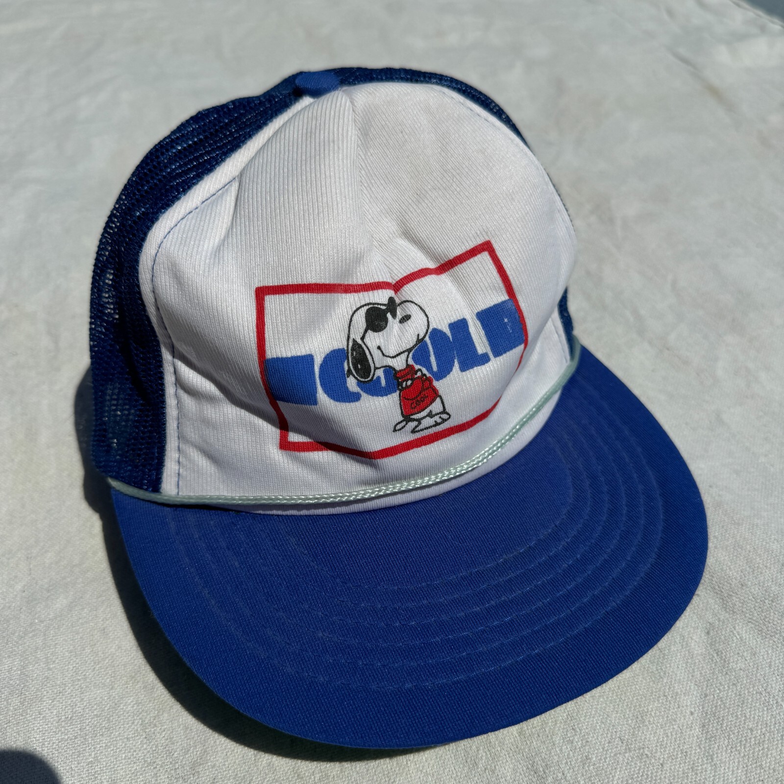 Vintage 70s 1971 Snoopy Joe Cool Navy Mesh Trucker Ha… - Gem