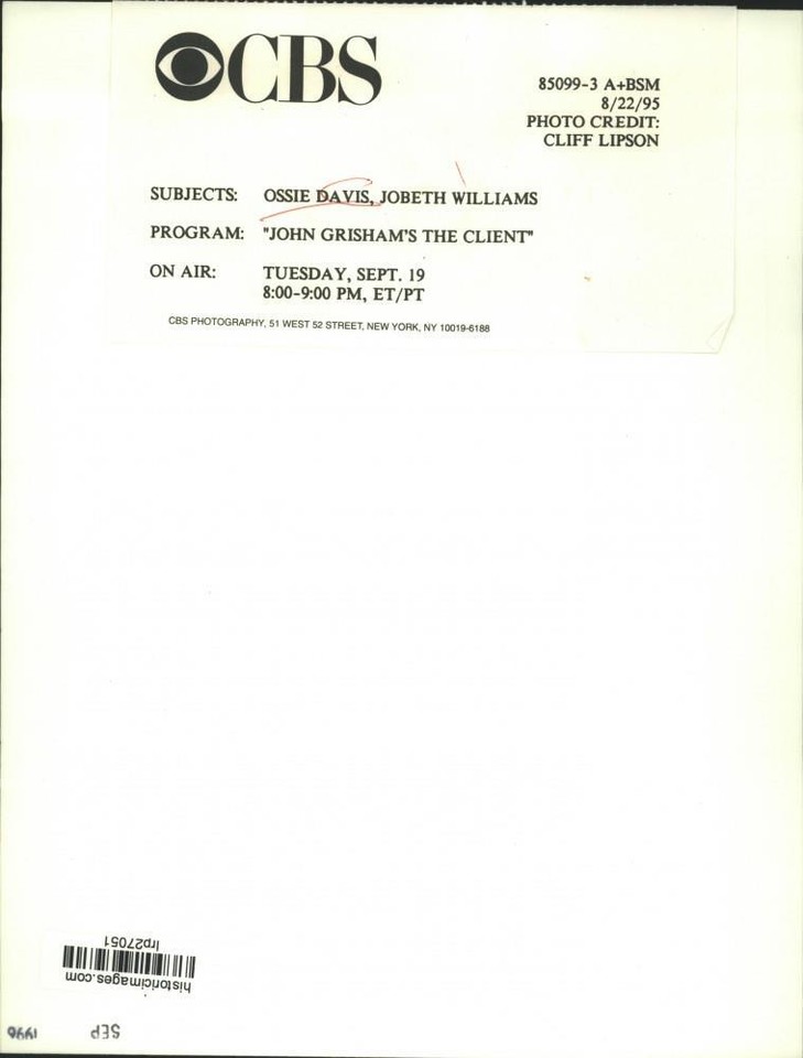 1995 Press Photo Ossie Davis and Jobeth Williams in "John Grisham's The ...