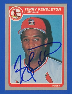 TERRY PENDLETON Signed/Autographed 1985 Fleer RC Rookie Card #346 w/COA ...