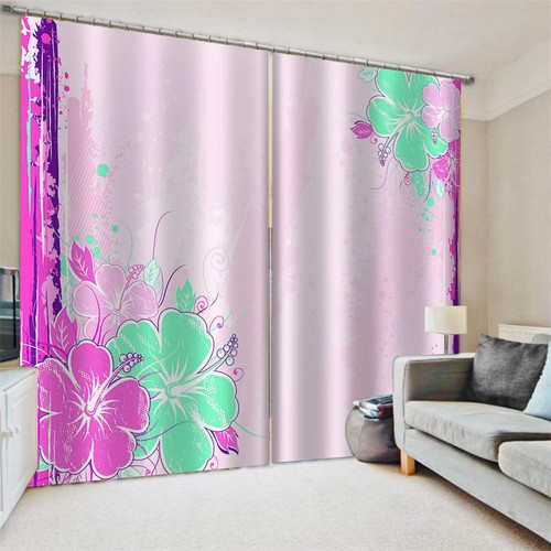 Purple Tower Dark Grey Green Worm Printing 3D Blockout Curtains Fabric ...