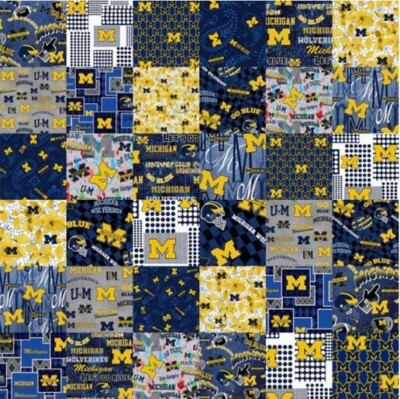 NCAA University of Michigan Cheater Quilt 58" Cotton Fabric by the Yard ...